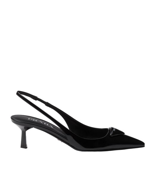 Prada Logo Slack-Heeled Heels in Black | Lyst