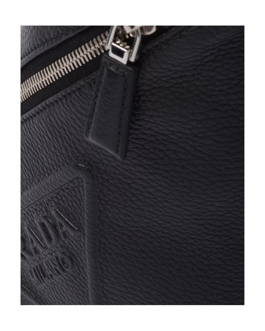 Prada Logo-Embossed Cross Backpack in Black for Men | Lyst