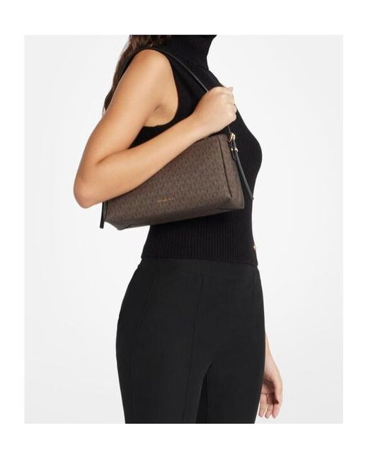 MICHAEL Michael Kors Moore Medium Iconic Logo Shoulder Bag in Brown | Lyst