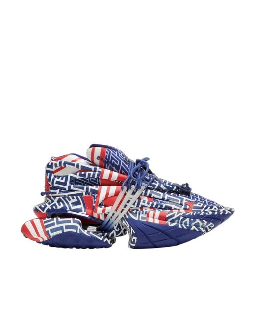 Balmain Unicorn Monogram Low-Top Sneakers in Blue for Men | Lyst