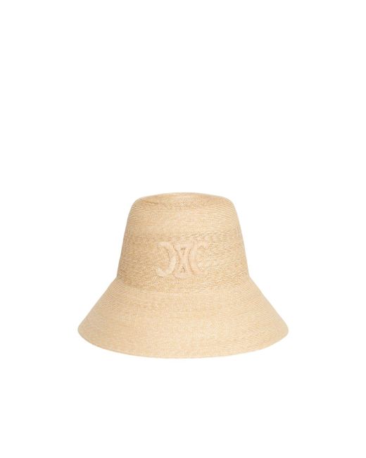 Celine Triomphe Logo Hat in Natural | Lyst