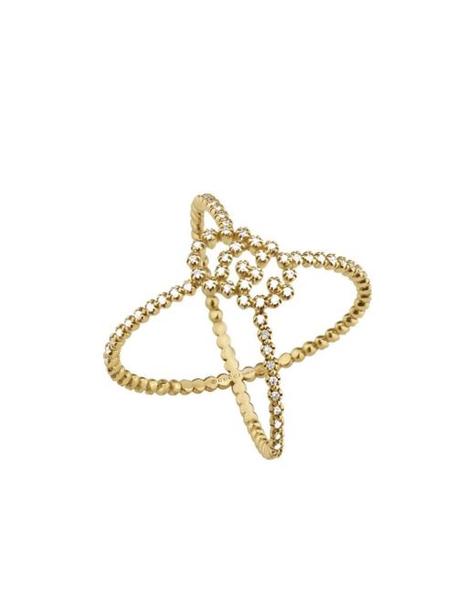 Gucci Crossed Logo Logo Ring in Metallic | Lyst