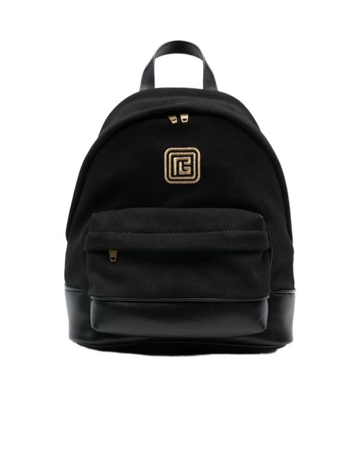 Balmain Logo-Embroidered Backpack in Black | Lyst