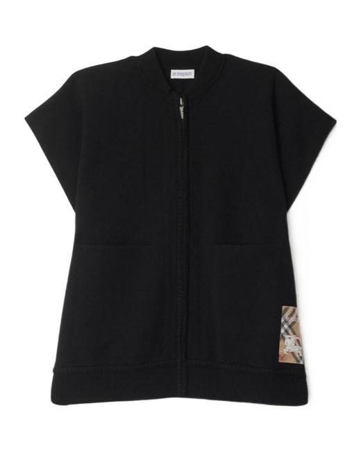 Burberry Check-Print Logo-Patch Cape in Black | Lyst