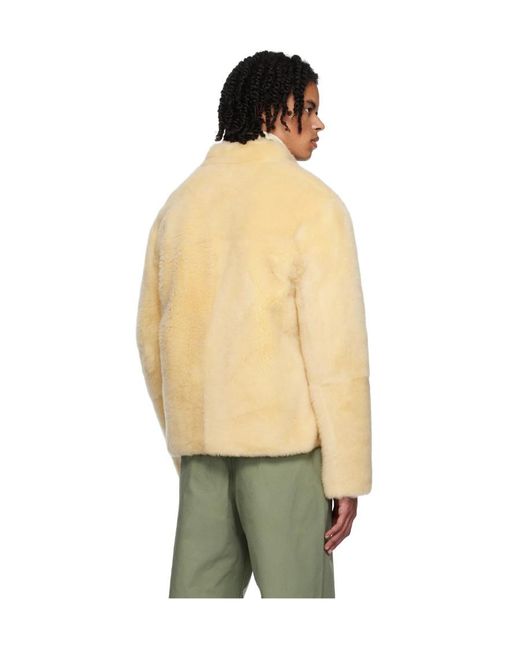 Jil Sander Logo-Detail Shearling Jacket in Natural for Men | Lyst