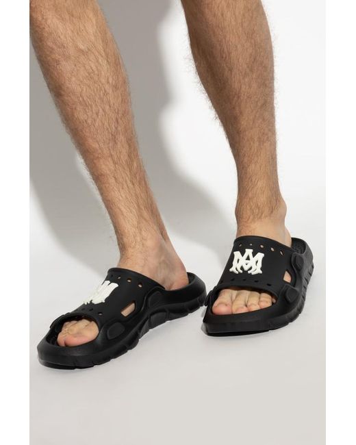 Amiri Logo Slippers in Black for Men | Lyst