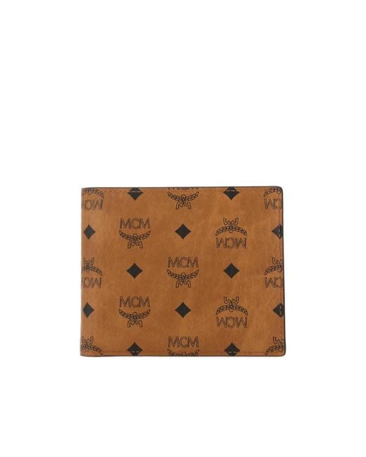 MCM Logo Double-Folded Wallet in Brown for Men | Lyst
