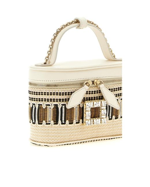 Roger Vivier Vanity Très Vivier Micro Shoulder Bag in Natural | Lyst