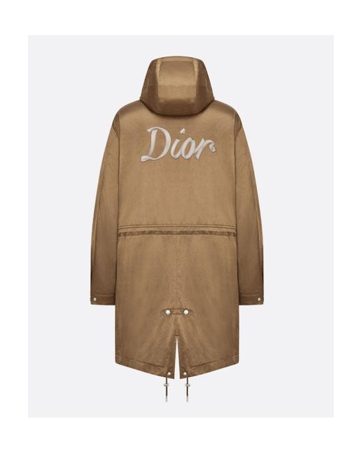 Dior Homme Logo Embroidered High Neck Coat in Natural for Men | Lyst