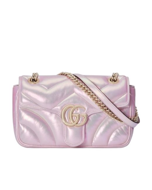 Gucci Gg Marmont Flip Small Shoulder Bag in Pink | Lyst
