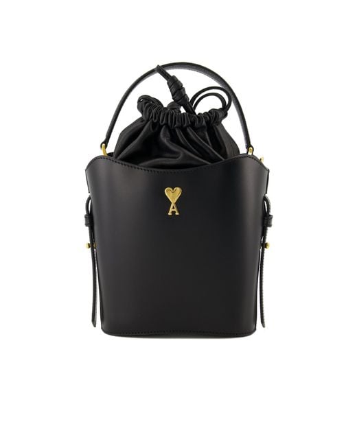 Ami Paris Mini Paris Bucket Bag in Black | Lyst