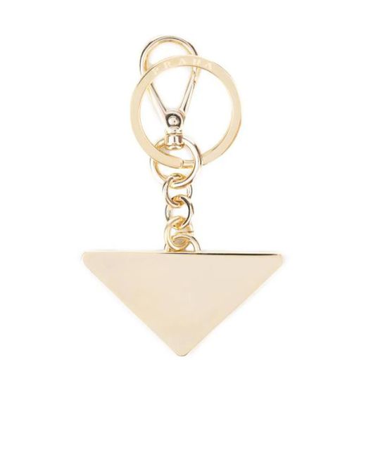 Prada Triangle Logo Pendant Key Chain in White | Lyst