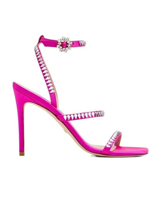 Stuart Weitzman Logo High-Heeled Sandals in Pink | Lyst