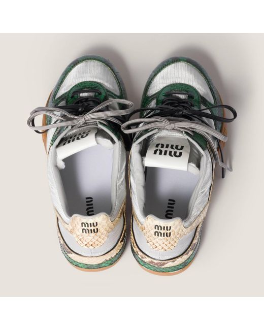 Miu Miu Gymnasium Technical Fabric And Python-Print Ayers Leather ...