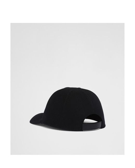 Prada Enamel-Logo Wool-Felt Cap in Black for Men | Lyst