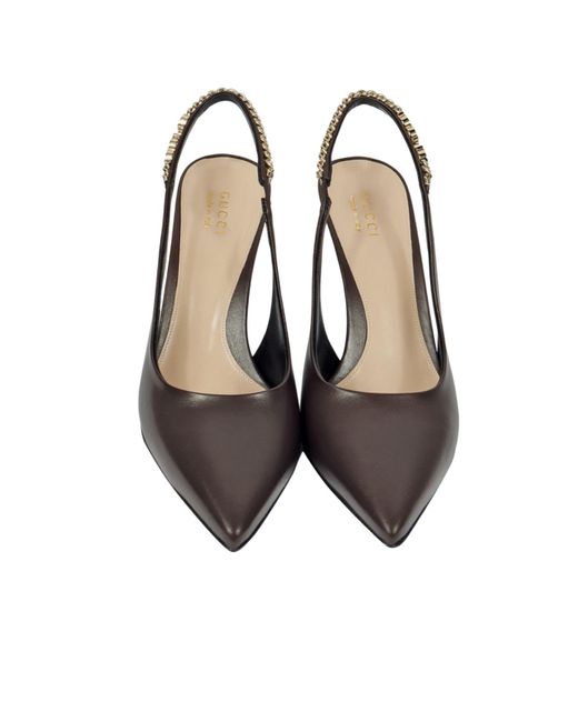 Gucci Signoria Slingback High Heel Sandals in Brown | Lyst