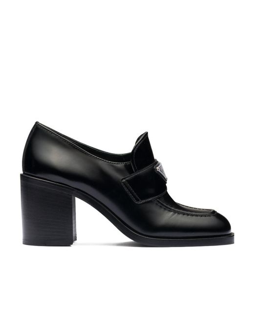 Prada Logo High Heels in Black | Lyst
