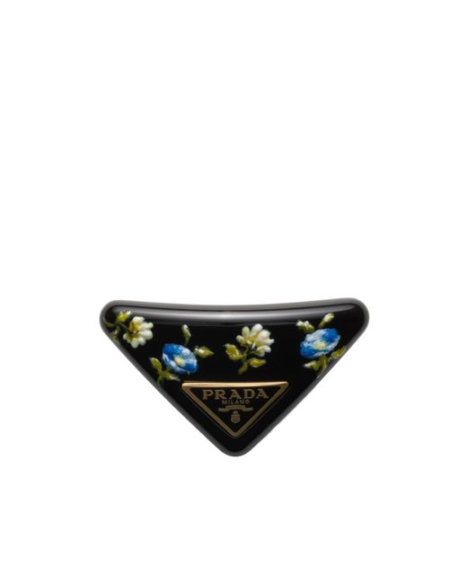 Prada Logo Hairpin in Black | Lyst