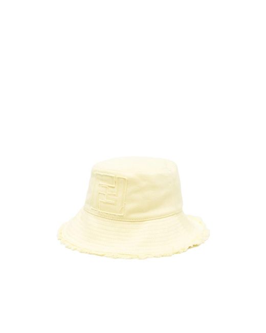 Fendi Ff-Patch Bucket Hat in White | Lyst