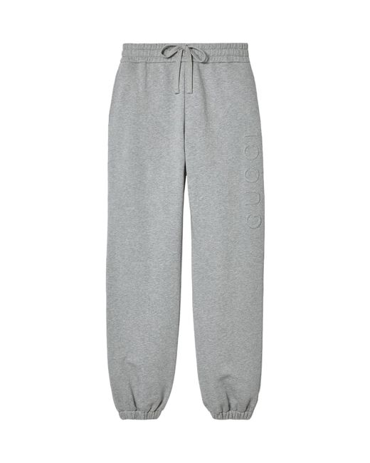Gucci Logo-Embossed Cotton Track Pants in Gray | Lyst