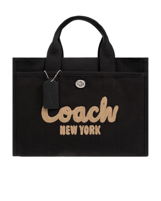 COACH Logo-Embroidered Shopper Bag in Black | Lyst