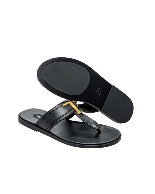 Tom Ford Logo Flip-Flops in Black for Men | Lyst