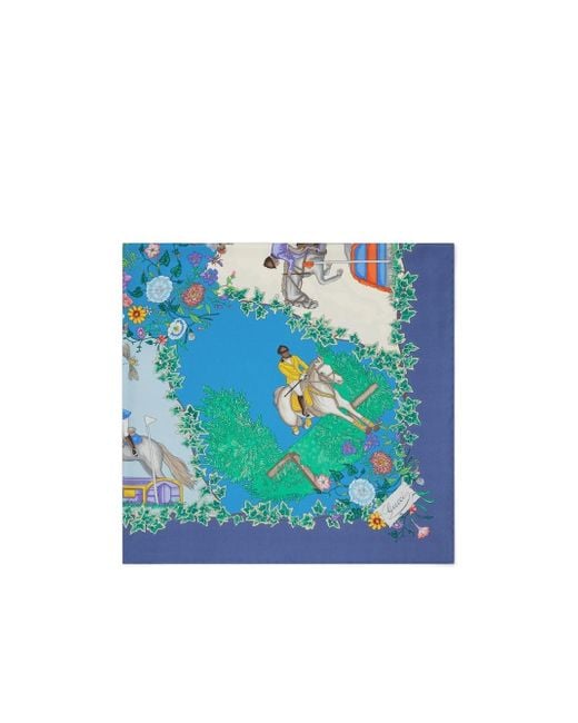Gucci Full Body Floral Printed Silk Scarf in Blue | Lyst