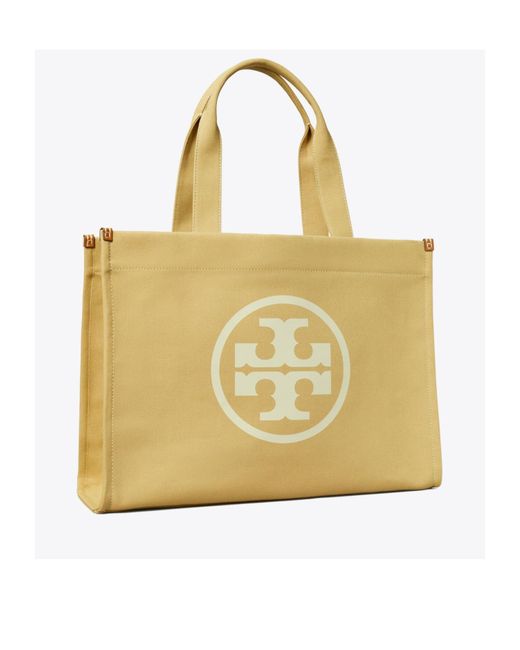 Tory Burch Ella Double T Logo Detailed Tote Bag in Natural | Lyst