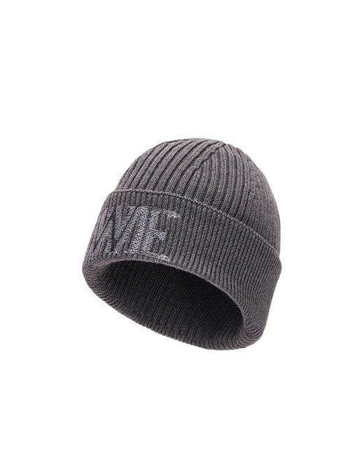 Loewe Logo Embroidered Ribbed-Knit Beanie in Gray for Men | Lyst