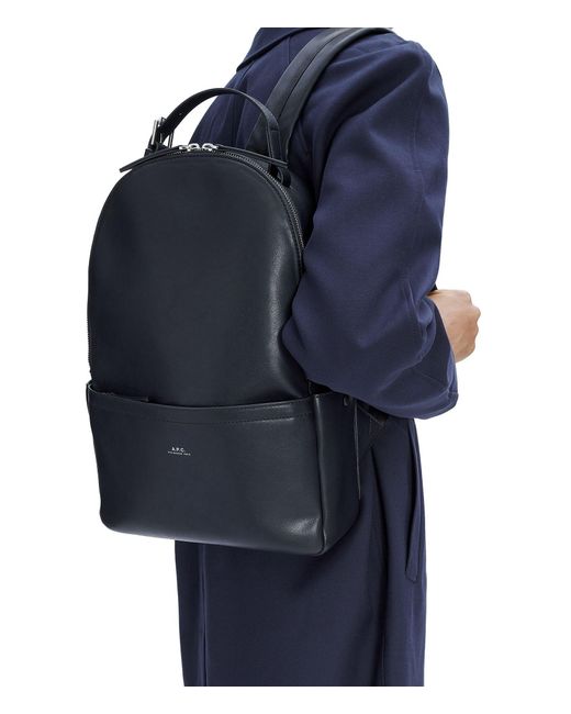 A.P.C. Logo-Stamp Faux-Leather Backpack in Black for Men | Lyst