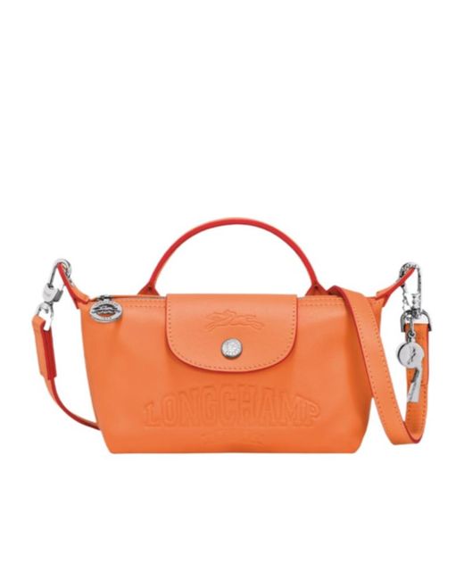 Longchamp Le Pliage Xtra Xs Logo Shoulder Bag in Orange | Lyst