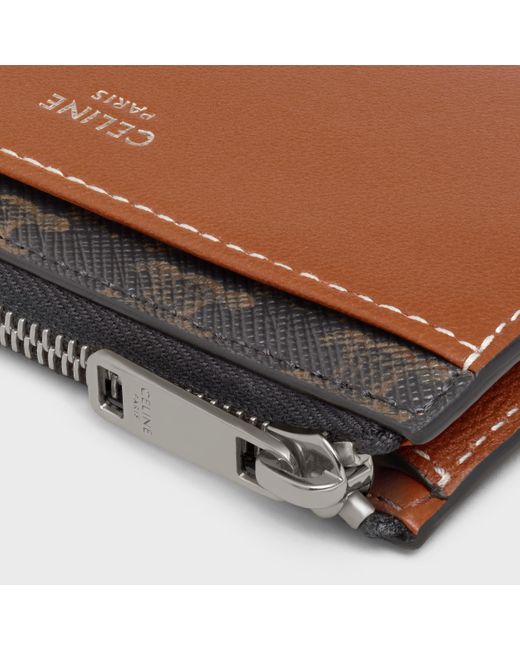 Celine Zipped Card Holder in Brown for Men | Lyst
