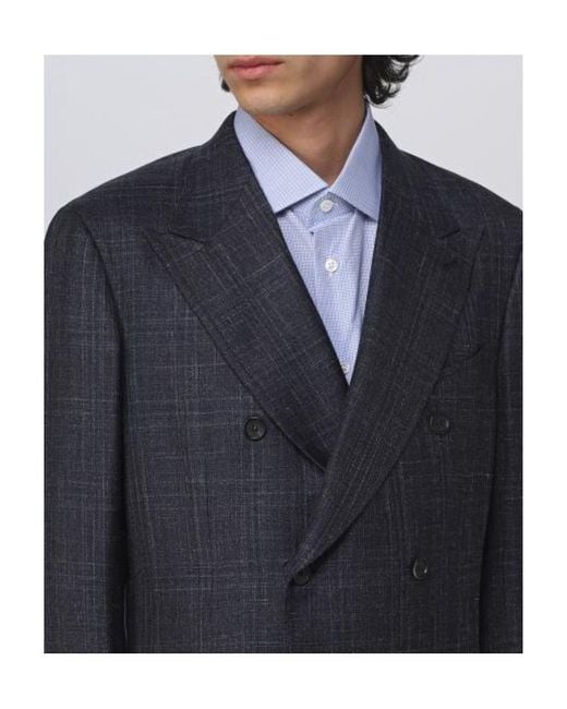 Brioni Logo Suit Jacket in Blue for Men | Lyst