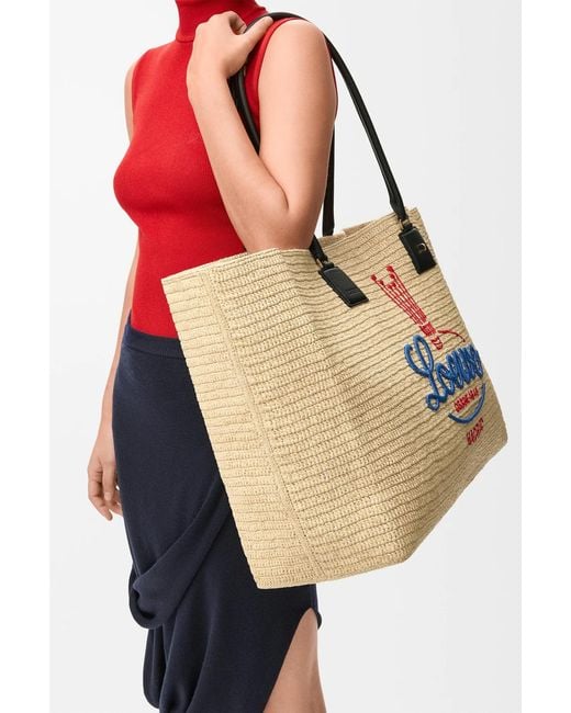 Loewe Verano Xl Raffia Shoulder Bag in Natural | Lyst