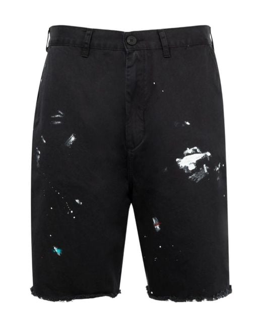GALLERY DEPT. Paint-Splatter Frayed Shorts in Black for Men | Lyst