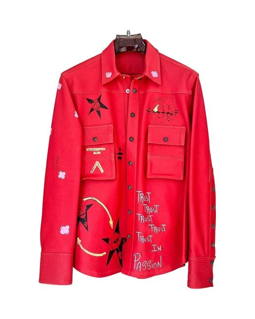 Chrome Hearts Long Sleeve Casual Jacket in Red for Men | Lyst