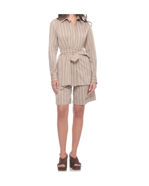 Antonelli Abbie Belted Striped Shirt in Pink | Lyst UK