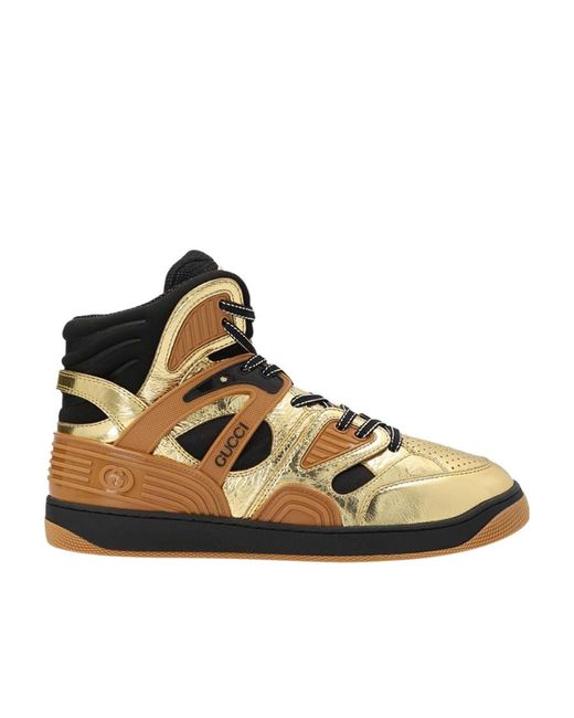 Gucci High Top Sneakers in Brown for Men | Lyst