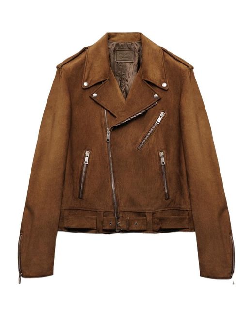 Prada Motorcycle Jacket in Brown for Men | Lyst
