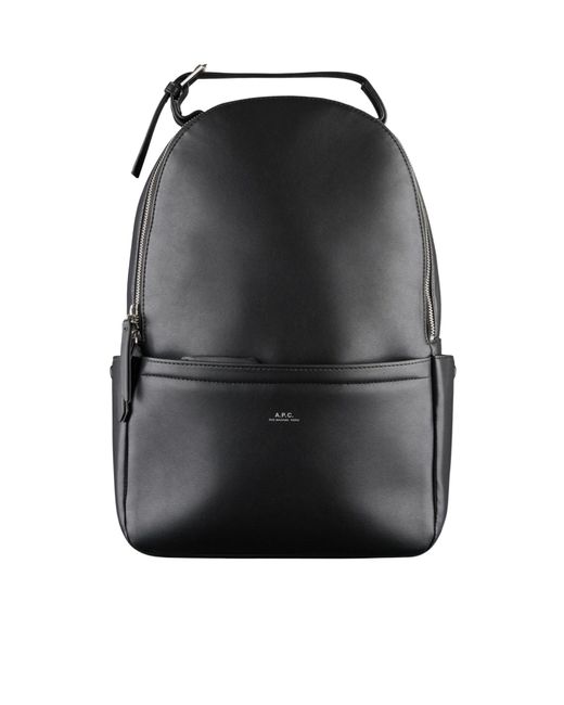 A.P.C. Logo-Stamp Faux-Leather Backpack in Black for Men | Lyst
