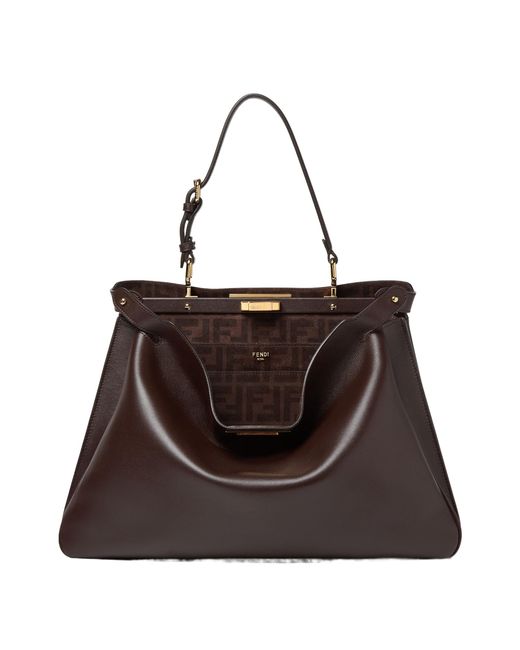 Fendi Dark Leather Bag in Brown | Lyst
