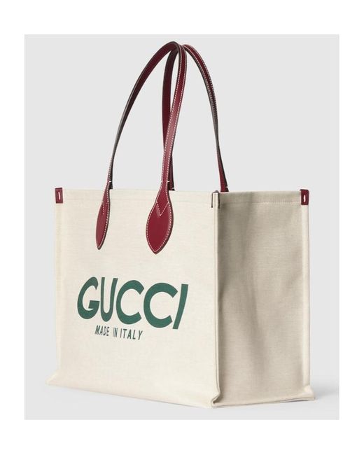 Gucci Large -Print Tote Bag in Natural | Lyst
