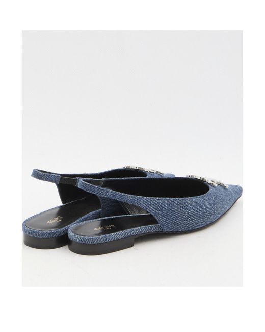 Celine Triomphe Flats in Blue | Lyst