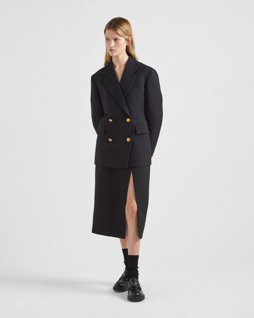 Prada Wool Double-Breasted Suit Jacket in Black | Lyst