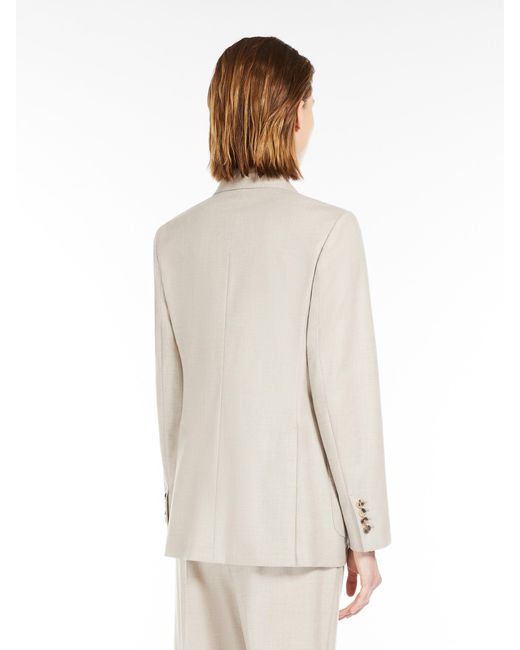 Max Mara Double-Breasted Cashmere Suit Coat in White | Lyst