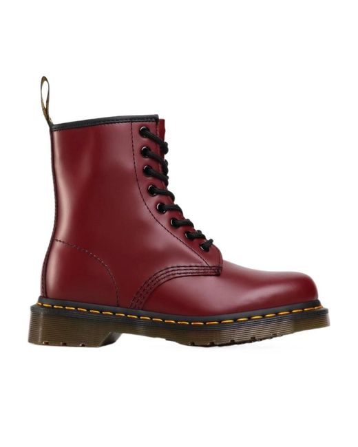 Dr. Martens Logo Lace Up Short Boots in Red for Men | Lyst
