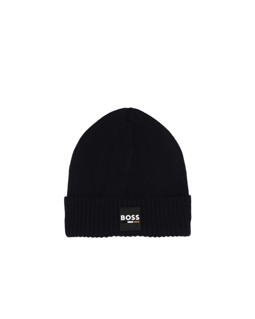 BOSS Knitted Folding Hat in Blue | Lyst