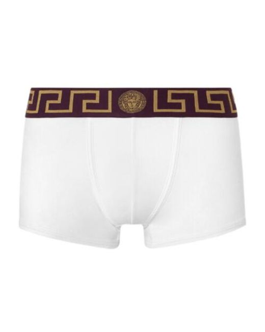 Versace Greca Border Trunks in White for Men | Lyst
