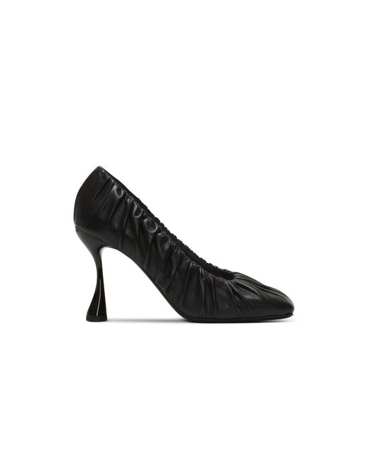 Balmain Pleated Lambskin High Heels in Black | Lyst