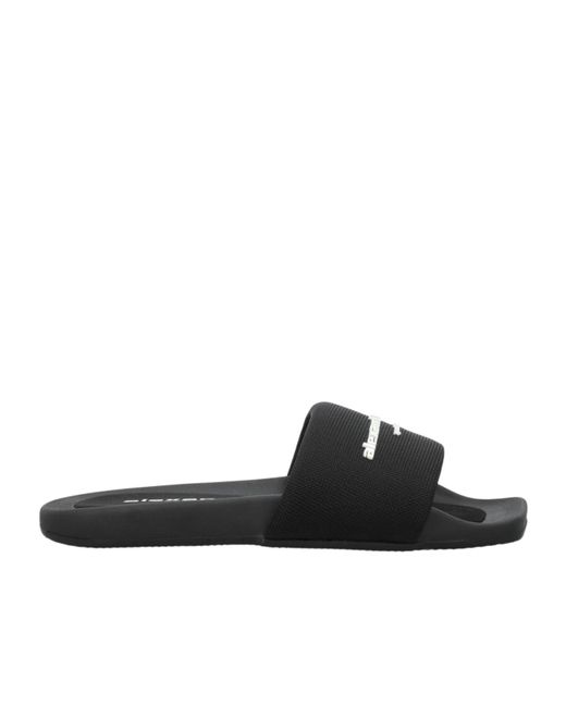 Alexander Wang Contrast Logo Slippers in Black | Lyst